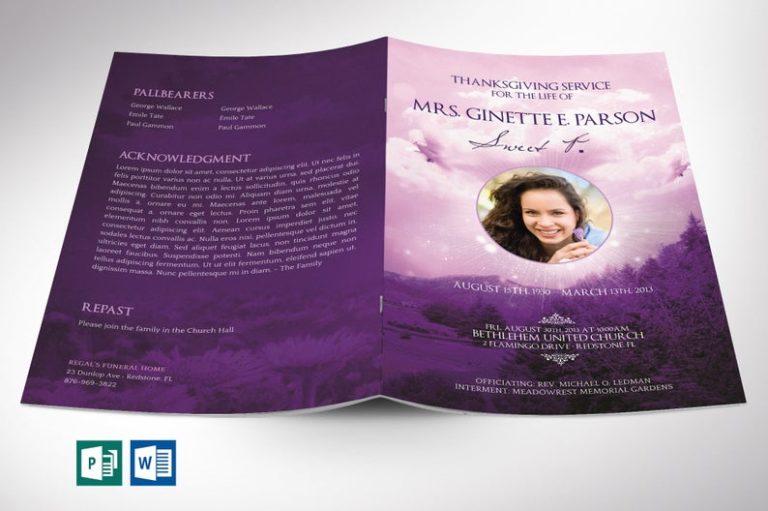 Funeral Programs Template for Women, Word/Publisher | Godserv