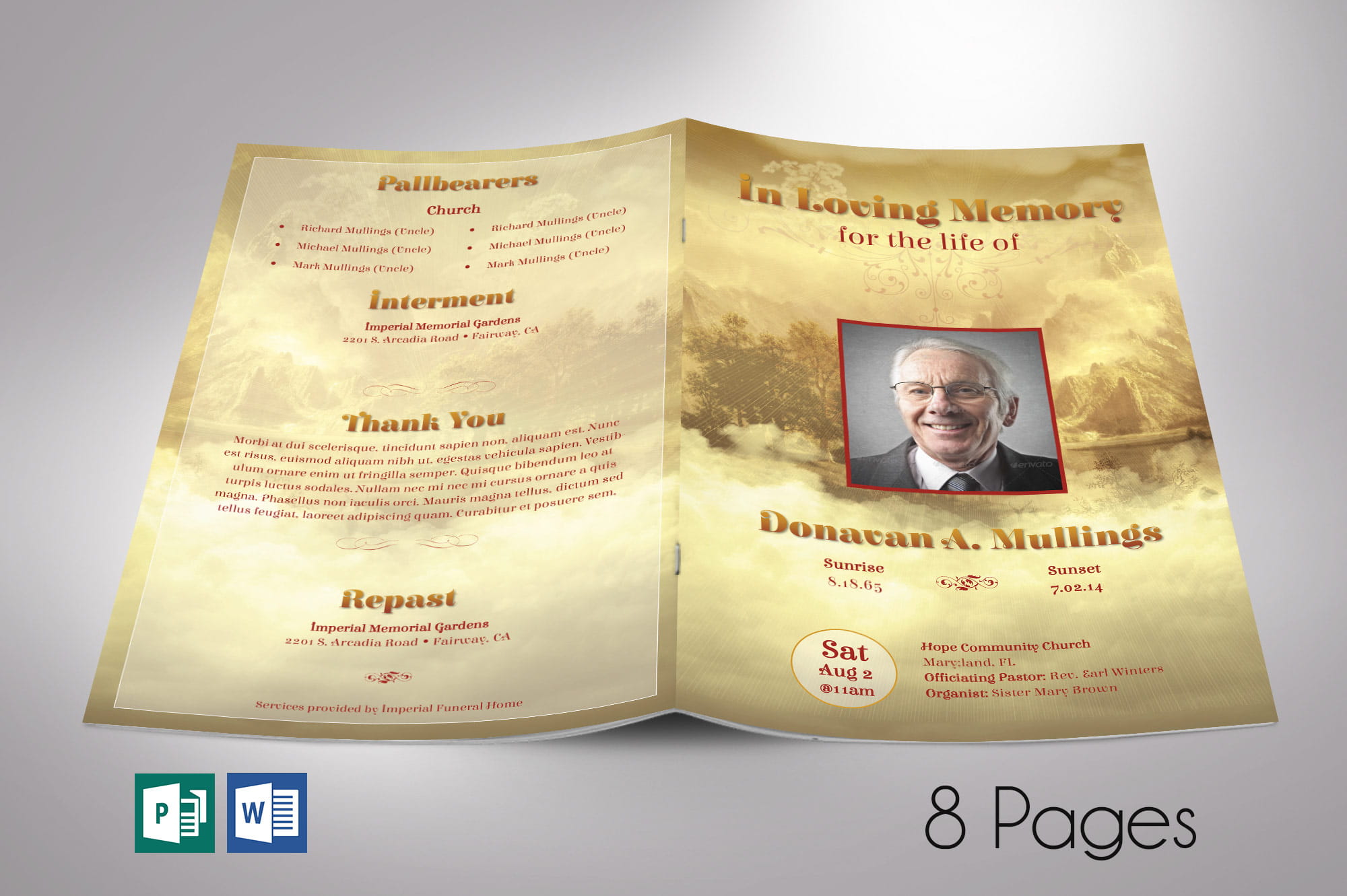 Funeral Programs for Men - 61 | Word Templates | Godserv