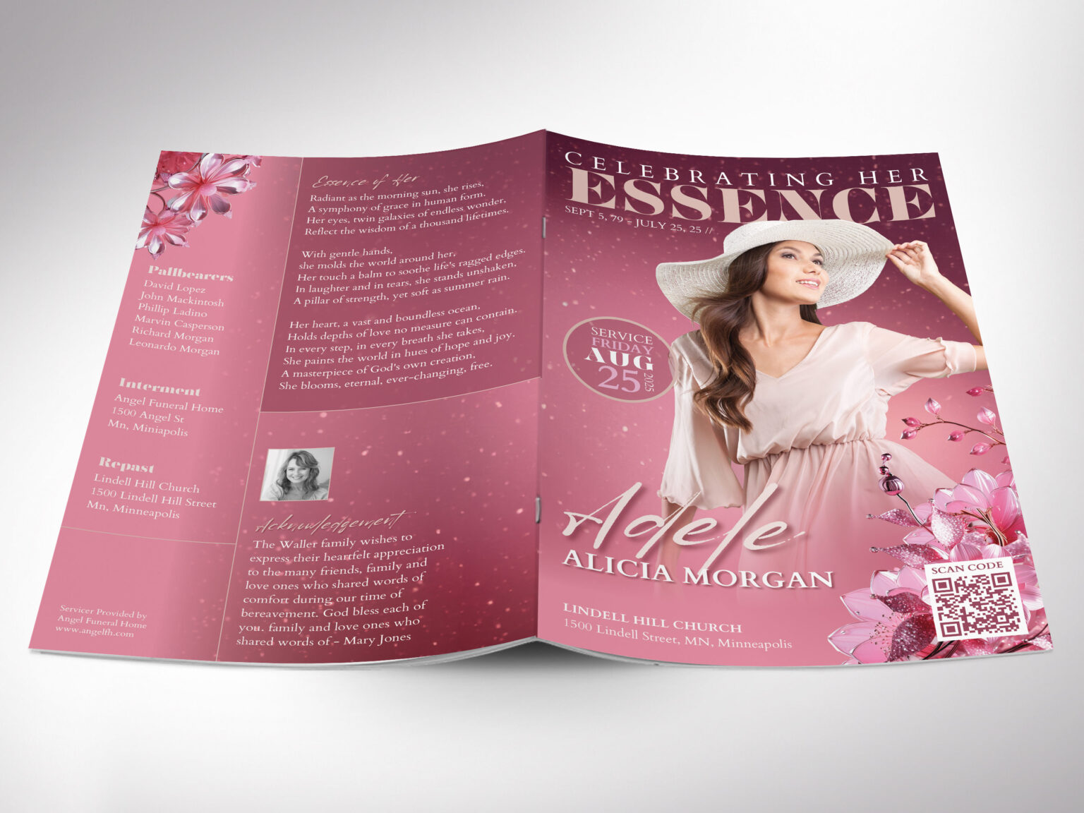Honoring with Elegance: The Pink Funeral Program Tribute » Godserv Designs