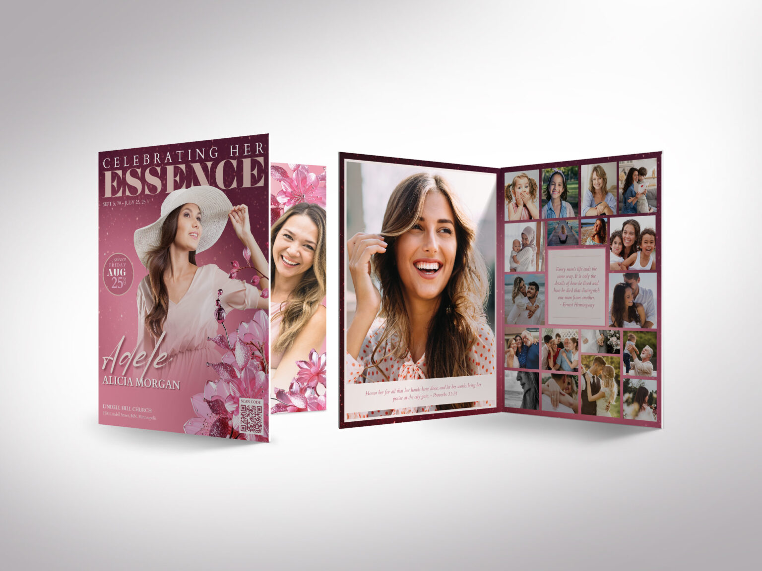 Honoring with Elegance: The Pink Funeral Program Tribute » Godserv Designs
