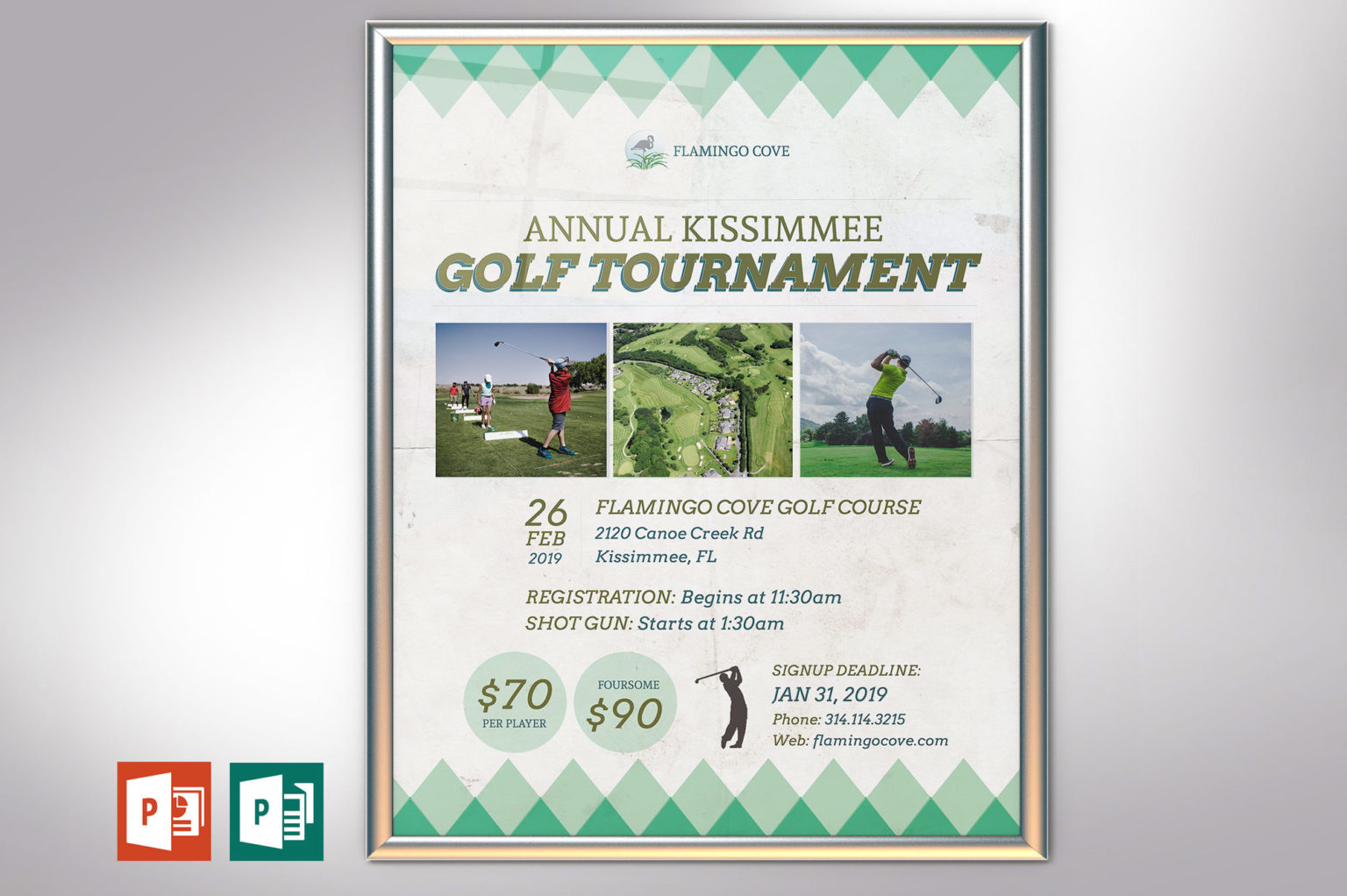 Retro Golf Tournament Poster PowerPoint Publisher Template | Godserv
