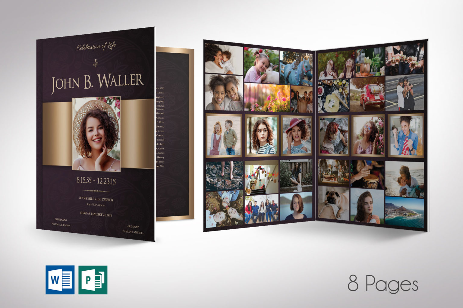 Vintage Dignity Funeral Program Word Publisher Template | Godserv