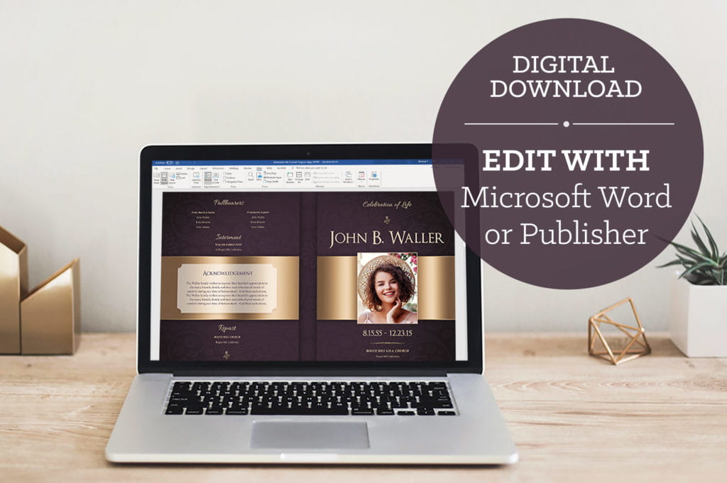 VintageVintage Dignity Funeral Program Word Publisher Template ...