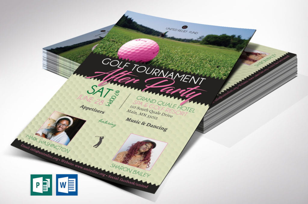 Golf Tournament Party Flyer Word Publisher Template » Godserv Designs