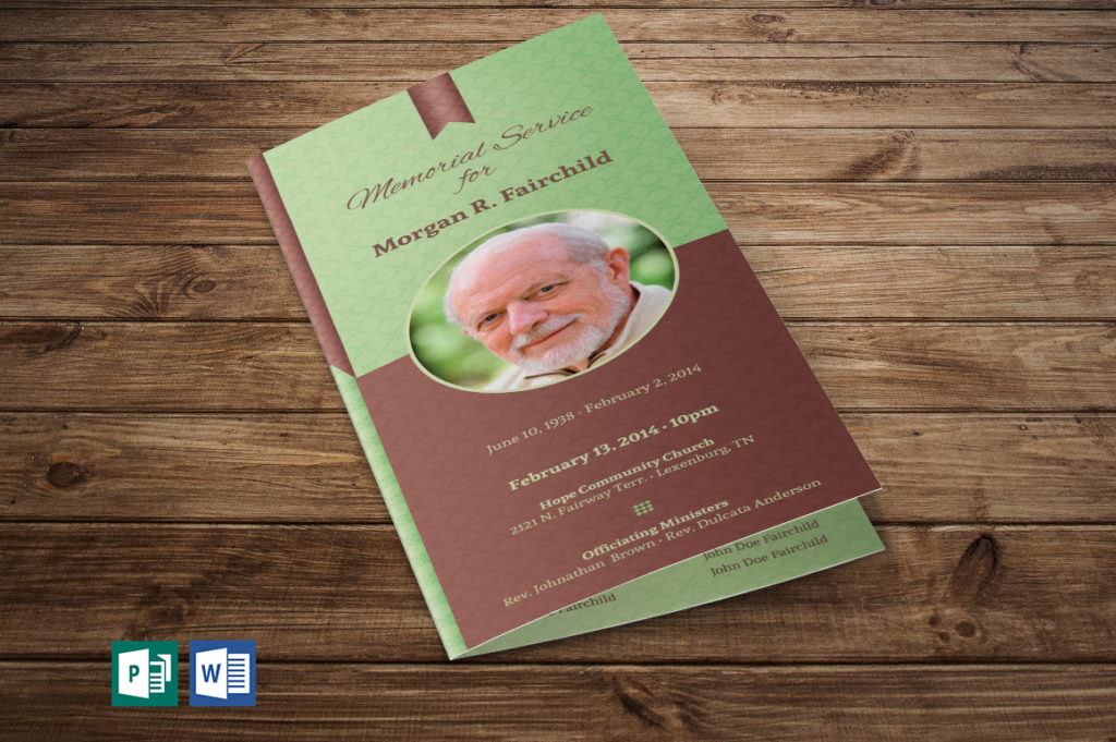 Green Brown Bifold Funeral Program Word - FREE | Godserv