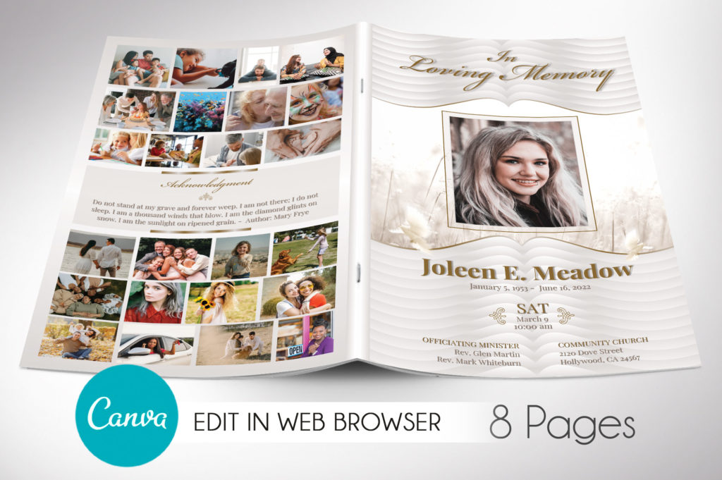 Loving Funeral Program Template for Canva V1 » Godserv Designs