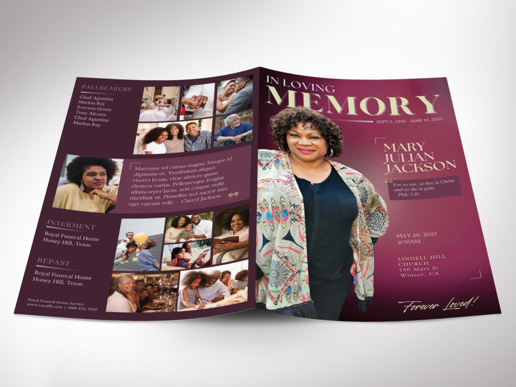 Maroon Dawn Funeral Program Template » Godserv Designs