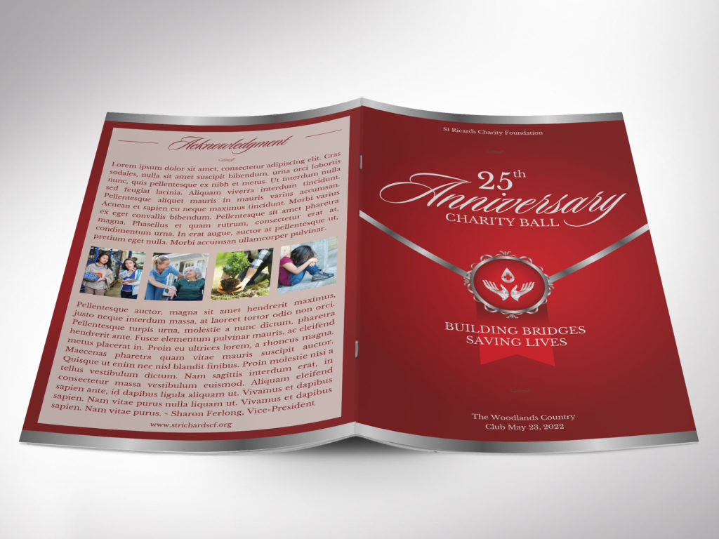 Red Silver Anniversary Gala Program Template for Canva » Godserv Designs