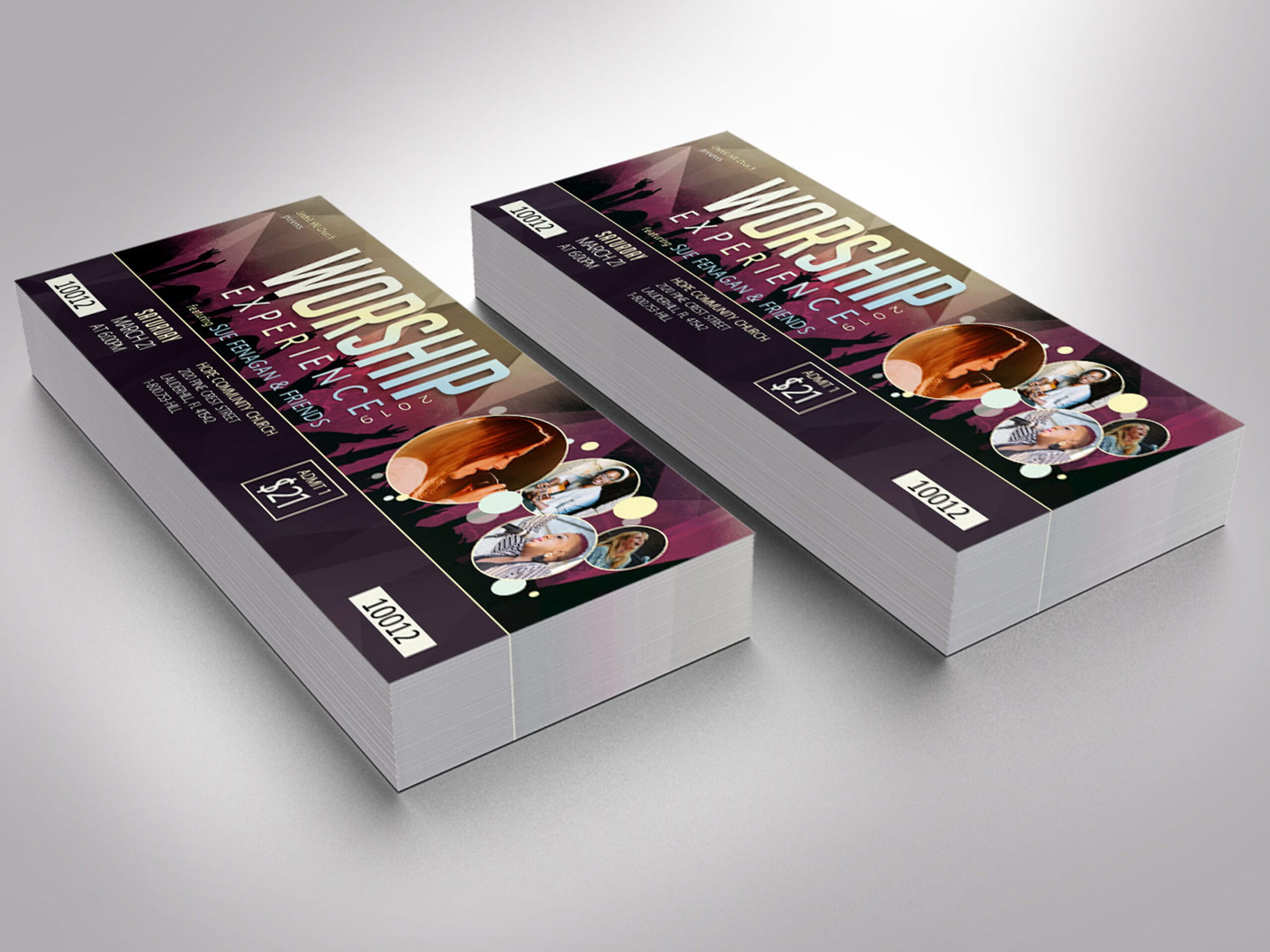 Worship Concert Ticket Template, Word and Publisher » Godserv Designs