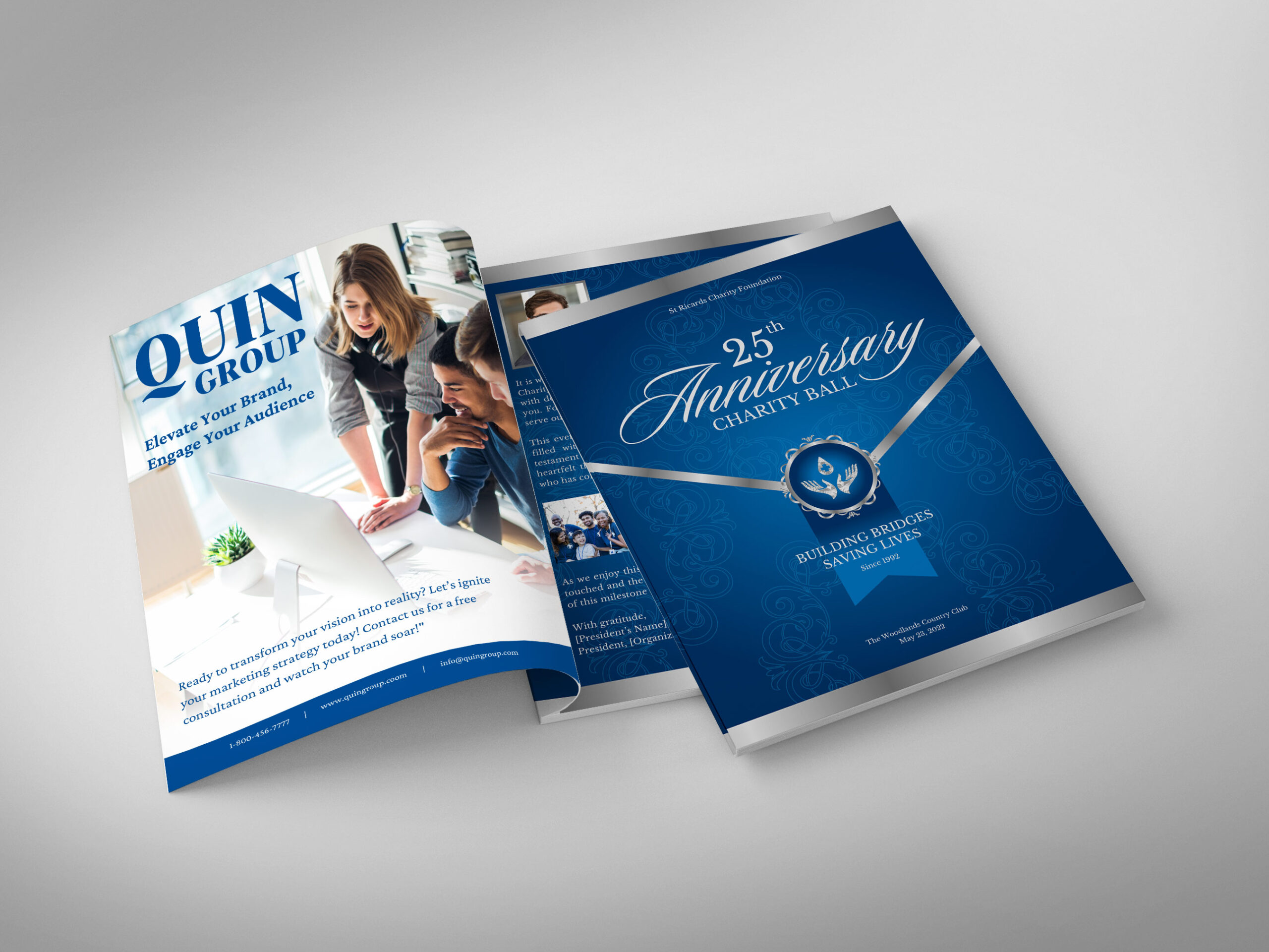 Blue Silver Anniversary Souvenir Book Canva Template » Godserv Designs
