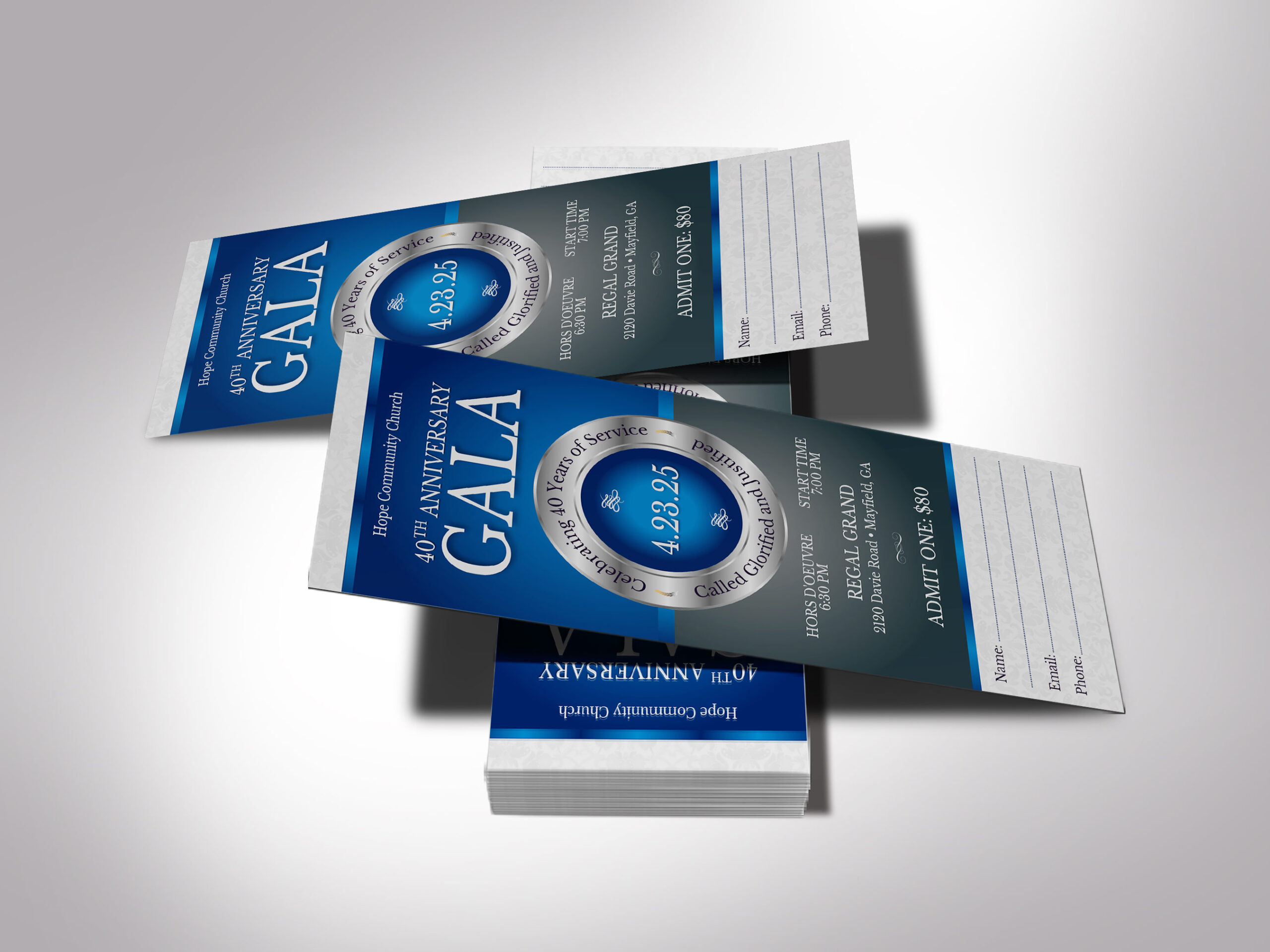 Blue Church Anniversary Ticket Canva Template » Godserv Designs
