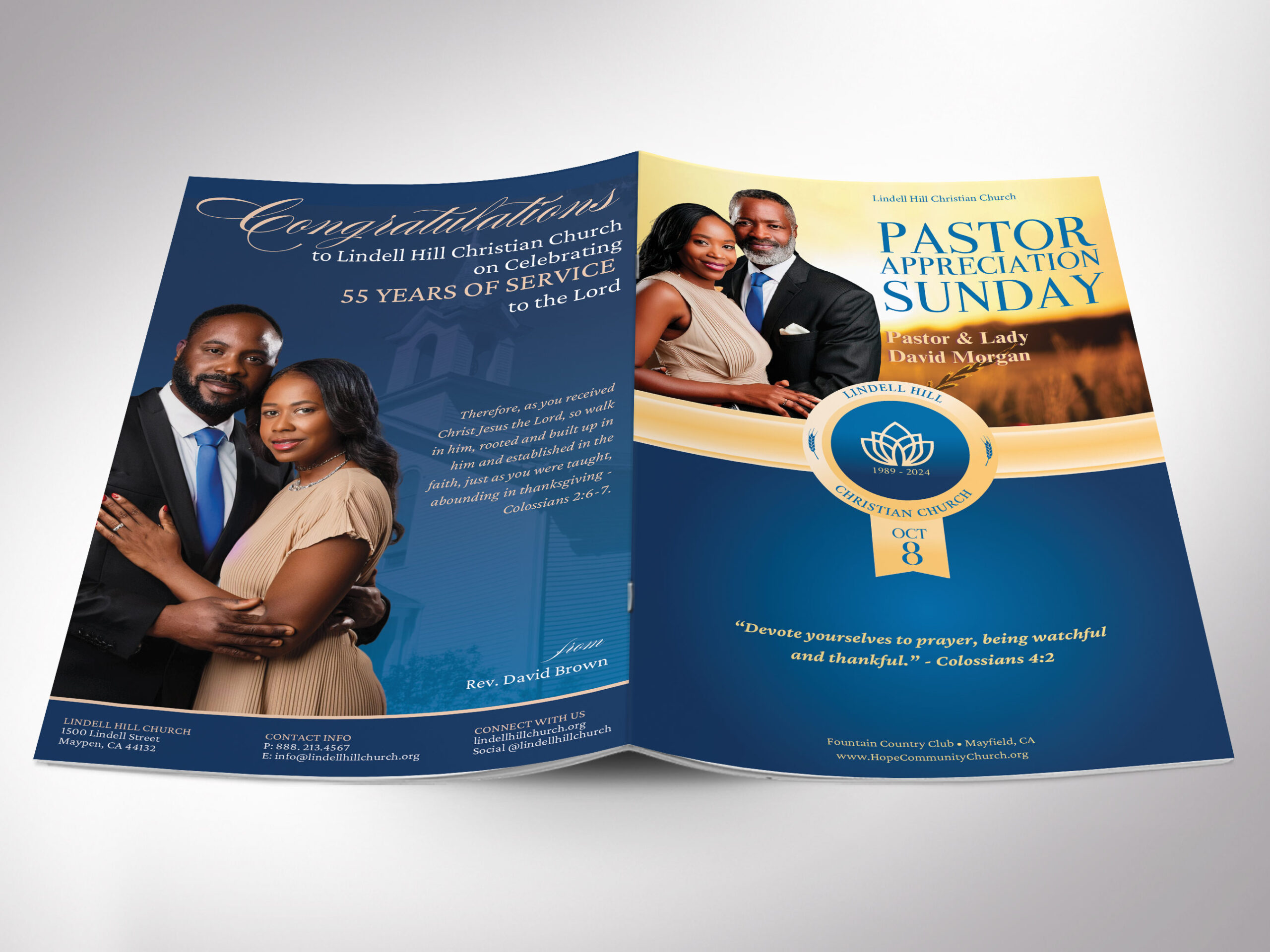 Blue & Gold Pastor Anniversary Program Template » Godserv Designs