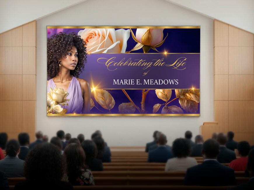 Purple & Rose Funeral Slideshow Template Canva » Godserv Designs